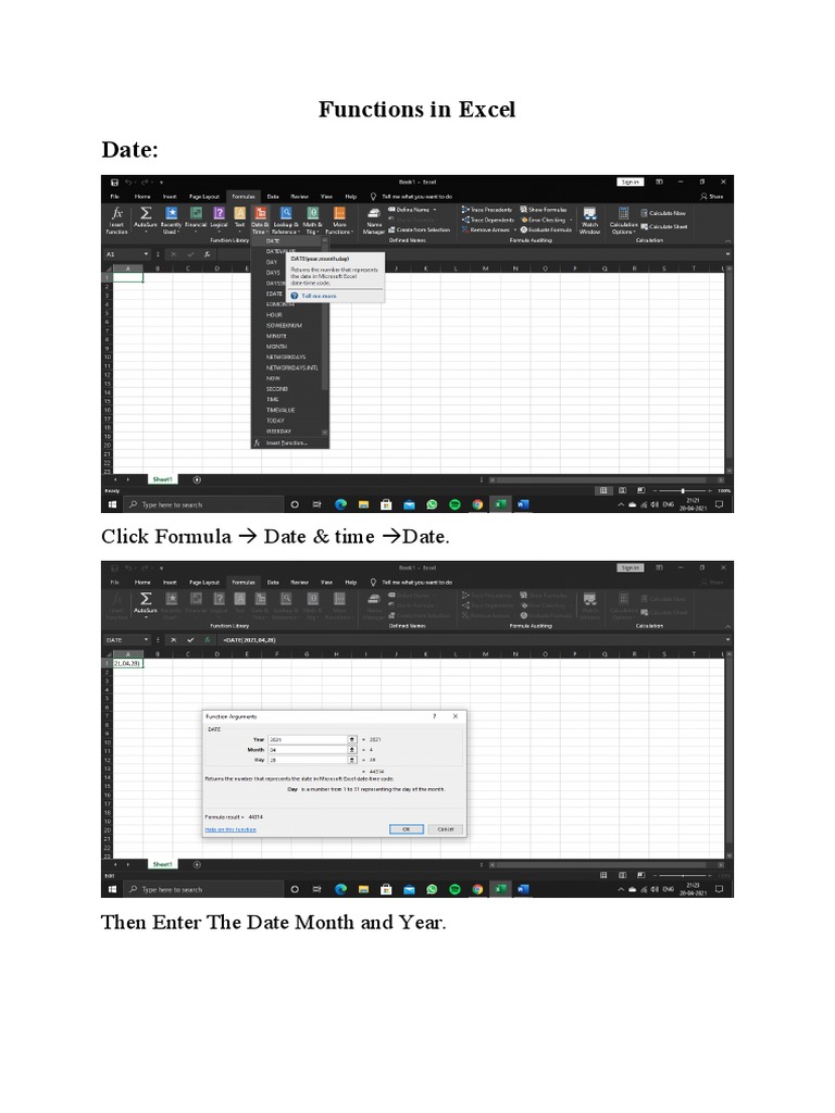 Functions In Excel Date Click Formula Date And Time Date Pdf 1856