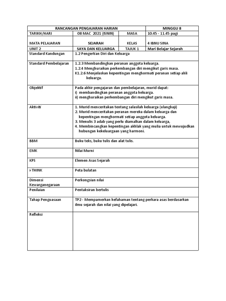 CTH RPH Sej | PDF | Kesehatan Holistik | Sains & Matematika