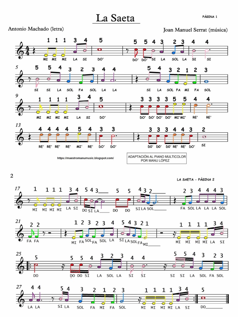 La Saeta - Método Piano Multicolor | PDF