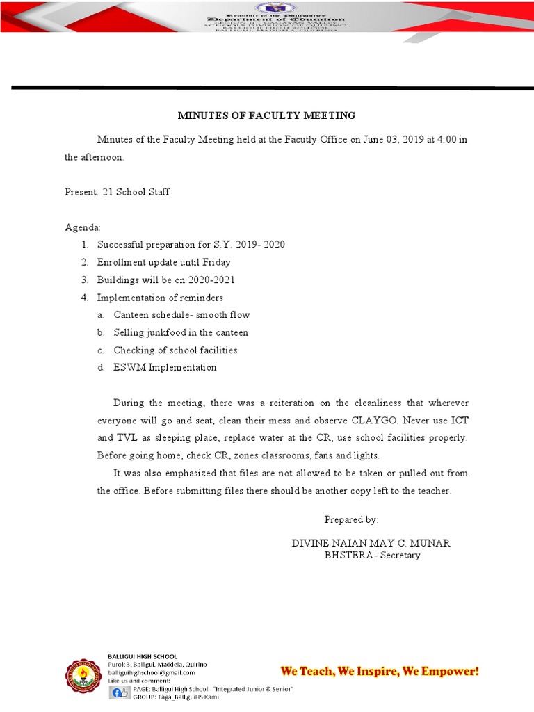 Minutes of Faculty Meeting and SLAC | PDF