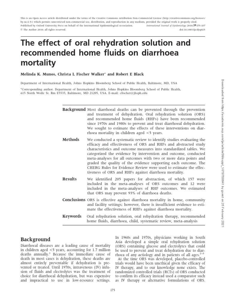 The Effect of Oral Rehydration Solution and Recommended Home Fluids On ...