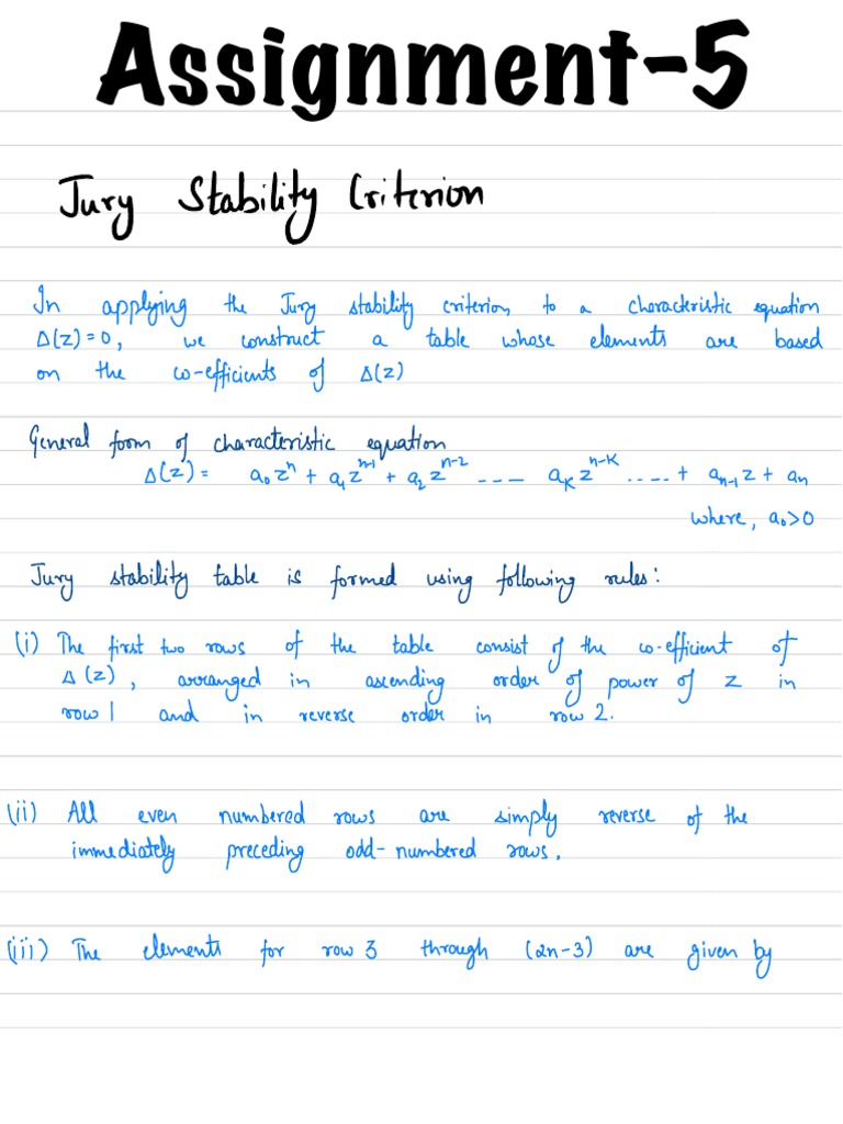 Jury Stability Criterion | PDF | Mathematical Analysis | Mathematics Of ...