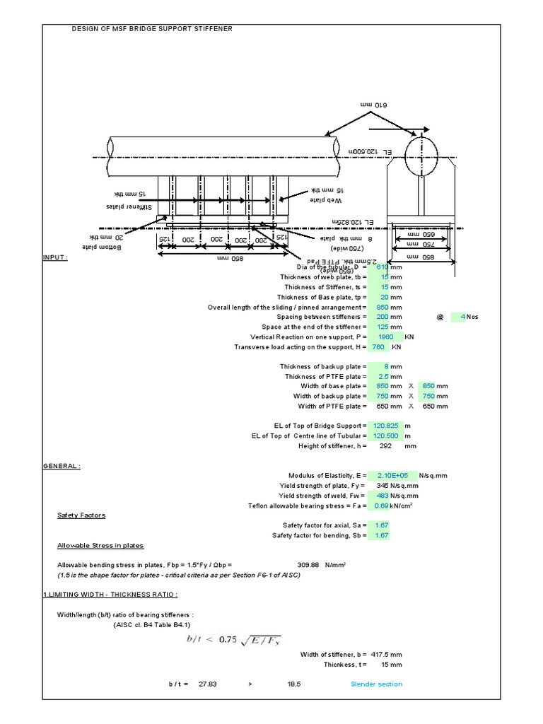 MSF Bridge Support Stiffener Design | PDF | Classical Mechanics | Civil ...