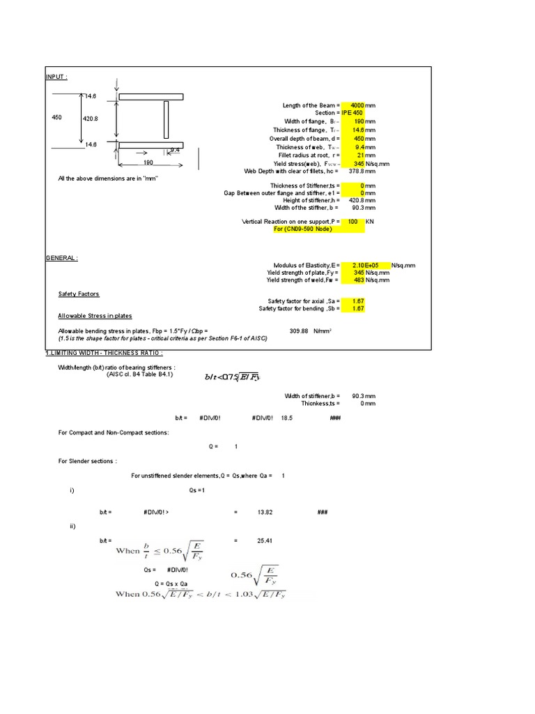 Stiffener Check For Pipe Support | Download Free PDF | Bending | Mechanics