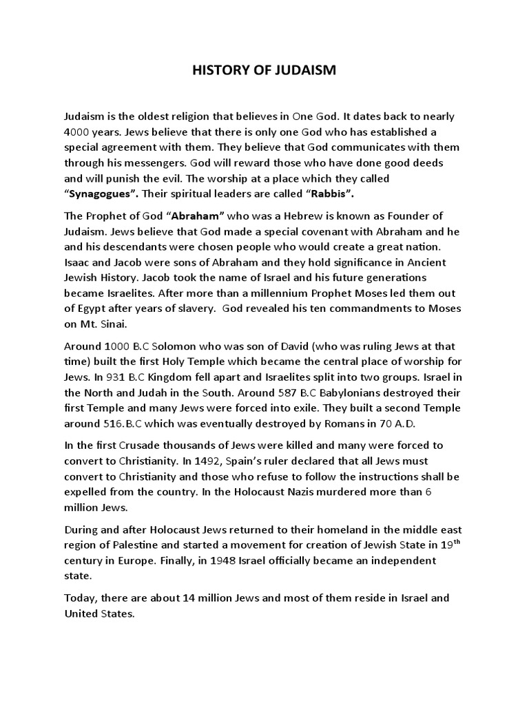 Brief History of Judaism | PDF