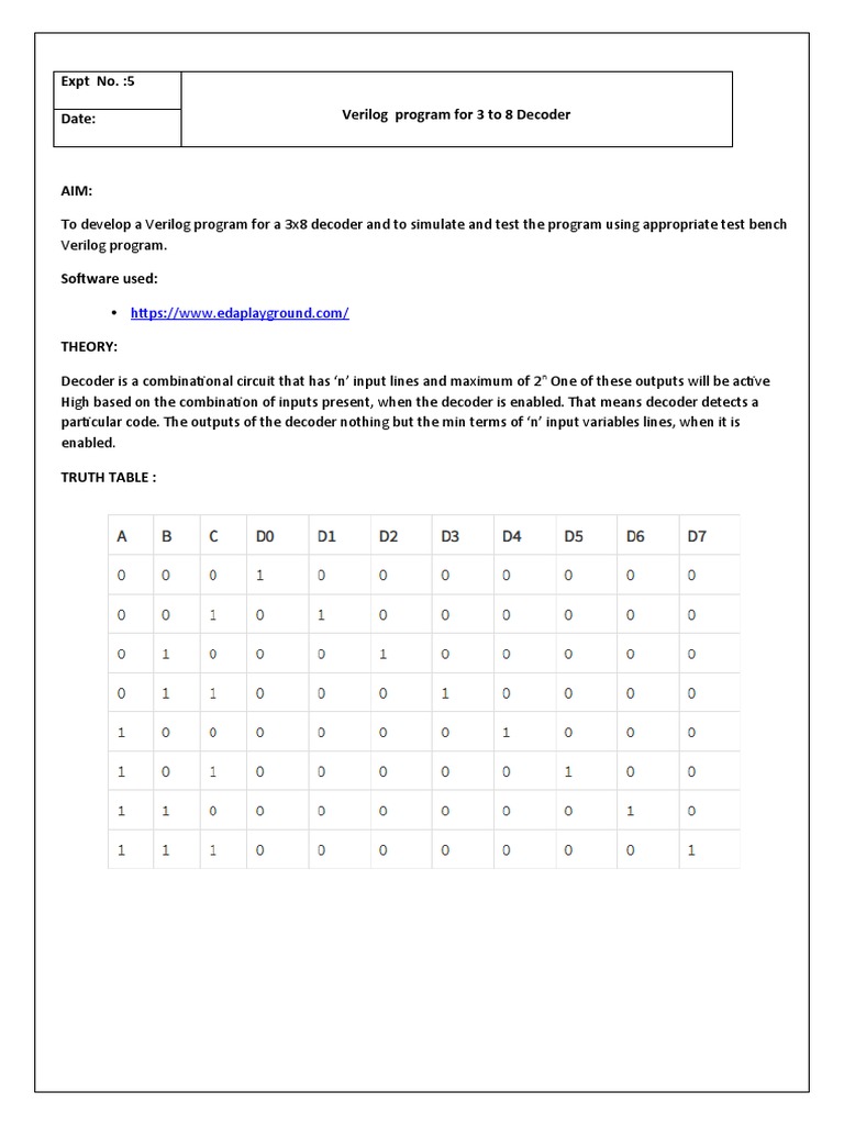 Simulation and Verification of a 3-to-8 Decoder Using Structural ...