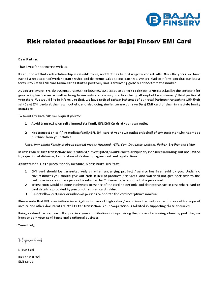 REMI Risk Precaution Letter On BFL Letter Head | PDF | Economies | Business