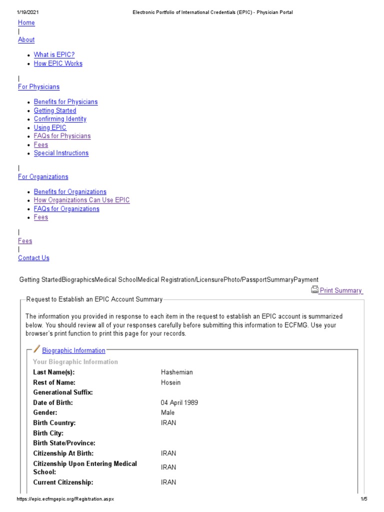 Electronic Portfolio of International Credentials (EPIC) - Physician ...