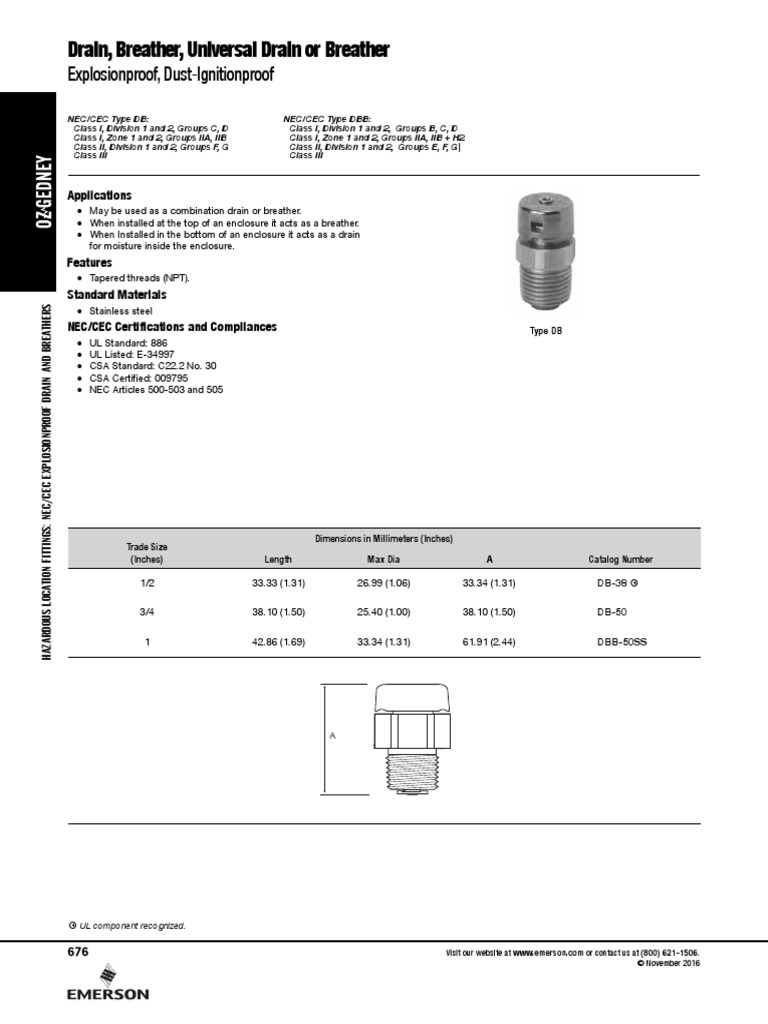 Drain, Breather, Universal Drain or Breather: Explosionproof, Dust ...