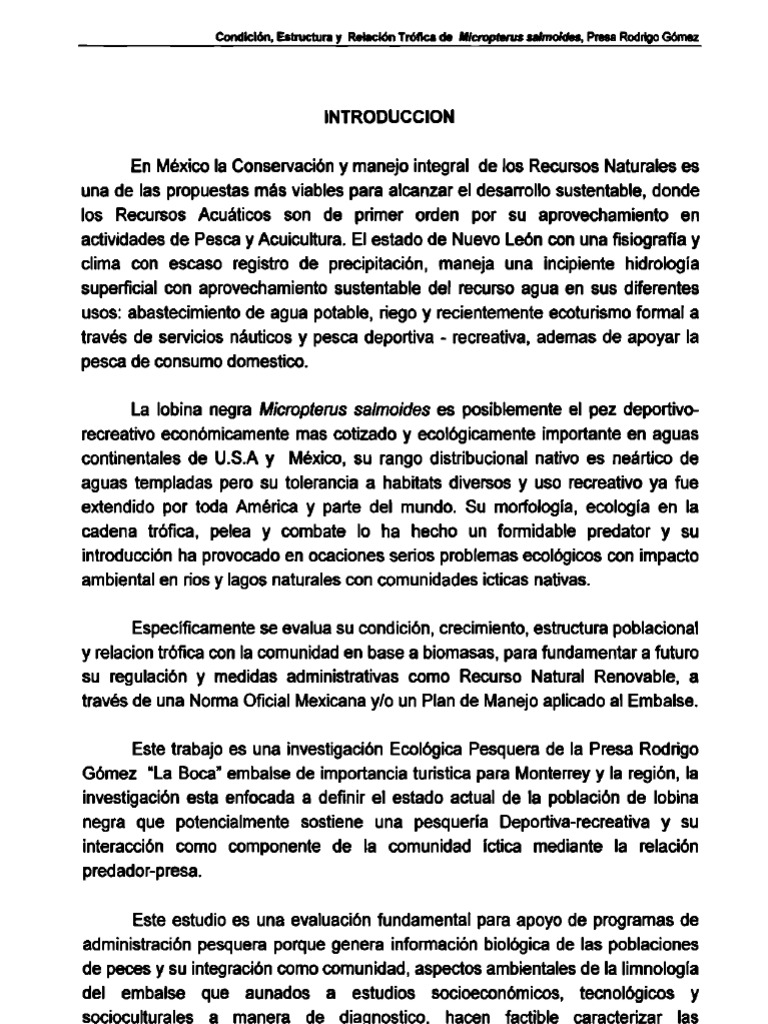Evaluación de la Lobina Negra en La Boca | PDF