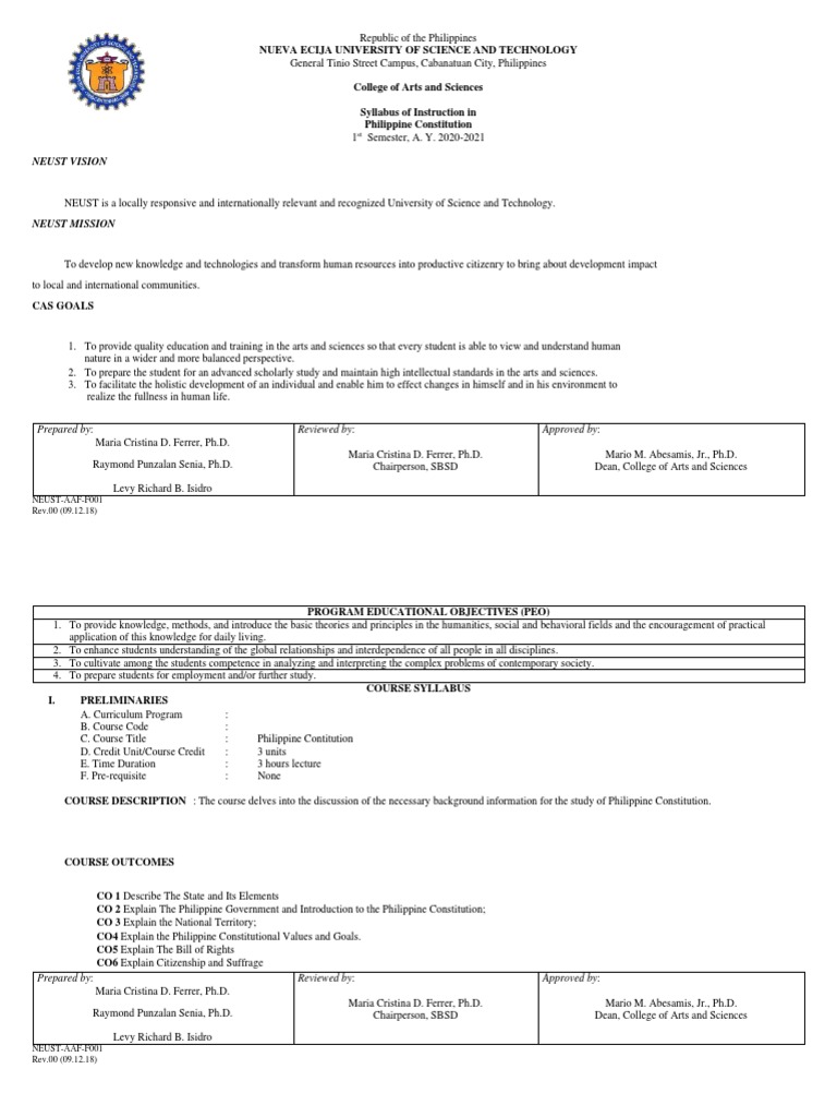 Nueva Ecija University of Science and Technology: Neust Vision | PDF ...