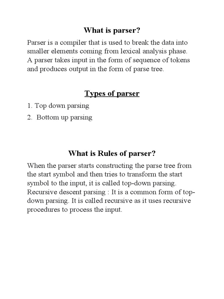 Parser and It's Types | PDF