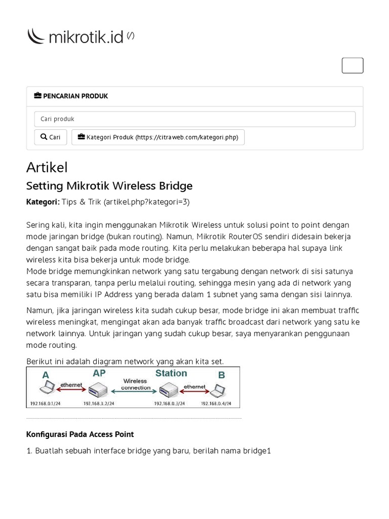 Mikrotik - ID - Setting Mikrotik Wireless Bridge | PDF | Bisnis