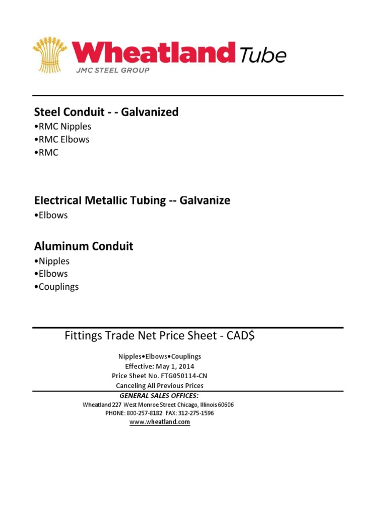 Wheatland Nipple, Elbow& Coupling | PDF | Implied Warranty | Sales