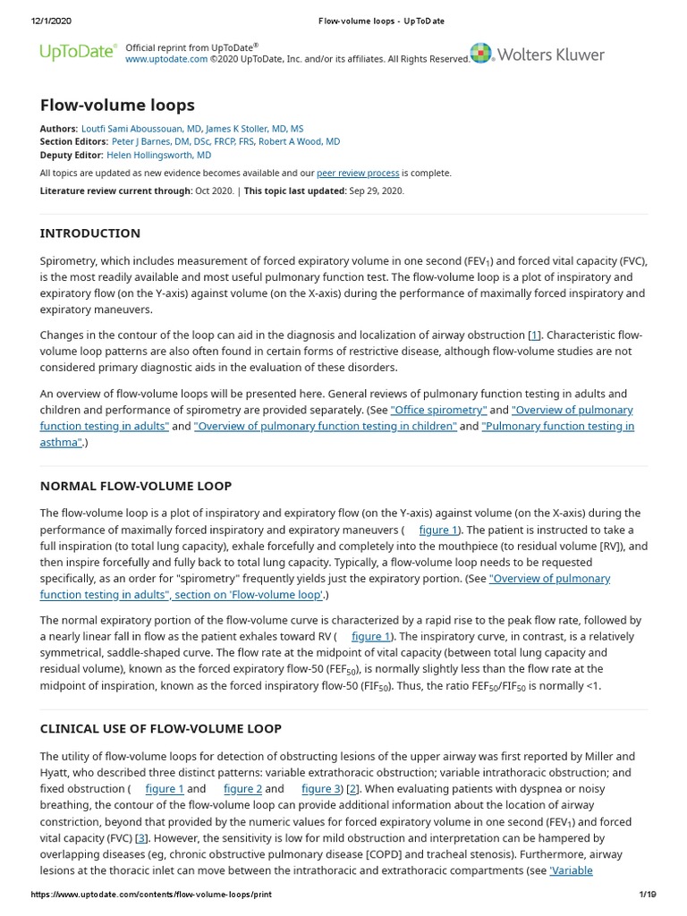 Flow-Volume Loops - UpToDate | PDF | Exhalation | Lung