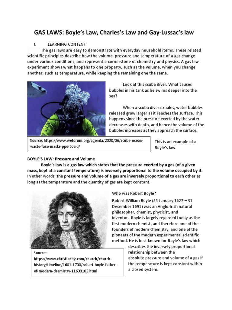 GAS LAWS: Boyle's Law, Charles's Law and Gay-Lussac's Law: Waste-Face ...