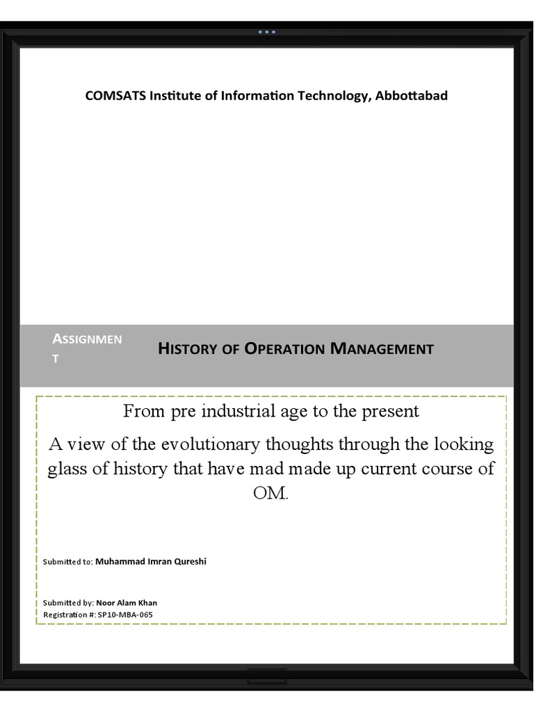 Evolution of Operations Management History | PDF | Operations ...