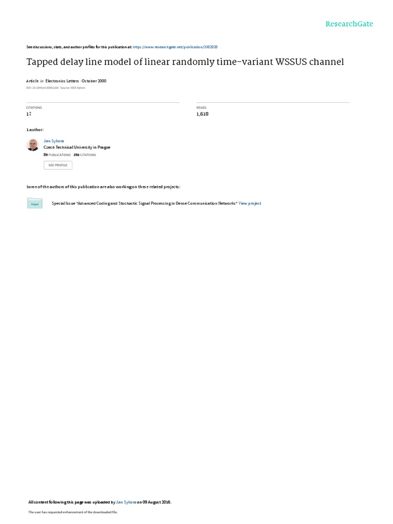 Tapped Delay Line Model of Linear Randomly Time-Variant WSSUS Channel ...