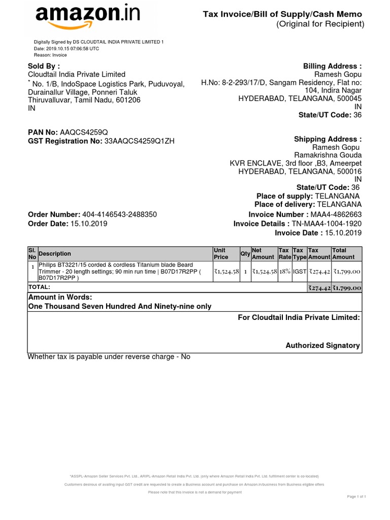 Trimmer Invoice | PDF | Invoice | Value Added Tax