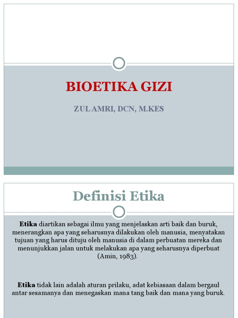 Prinsip Dasar Bioetika Gizi | PDF | Pengembangan Diri | Kesehatan Holistik