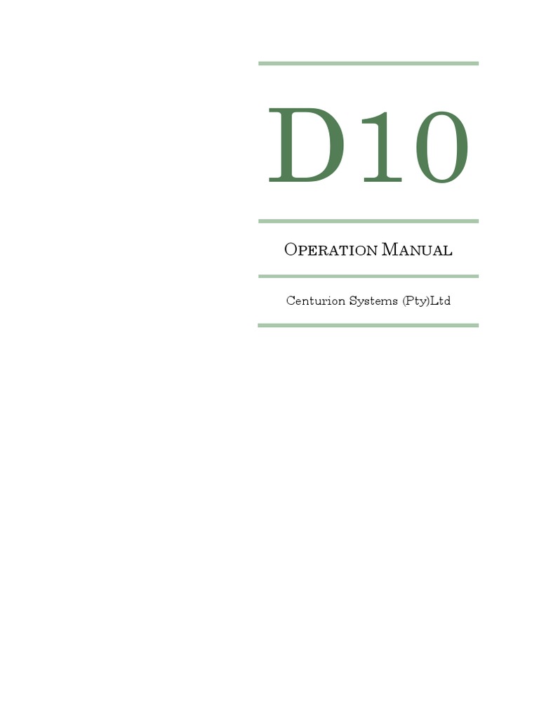 D10 Operation Manual D10 Turbo | PDF | Electric Motor | Speed