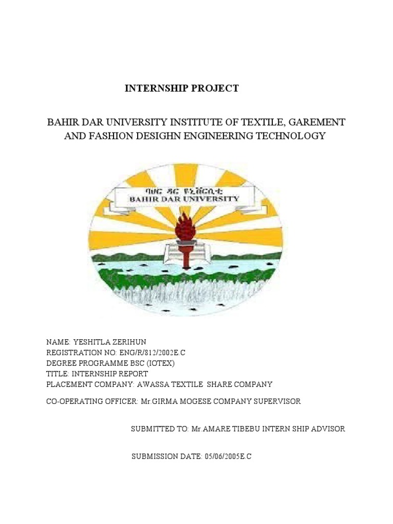 Bahir Dar University Institute of Textile, Garement and Fashion Desighn ...