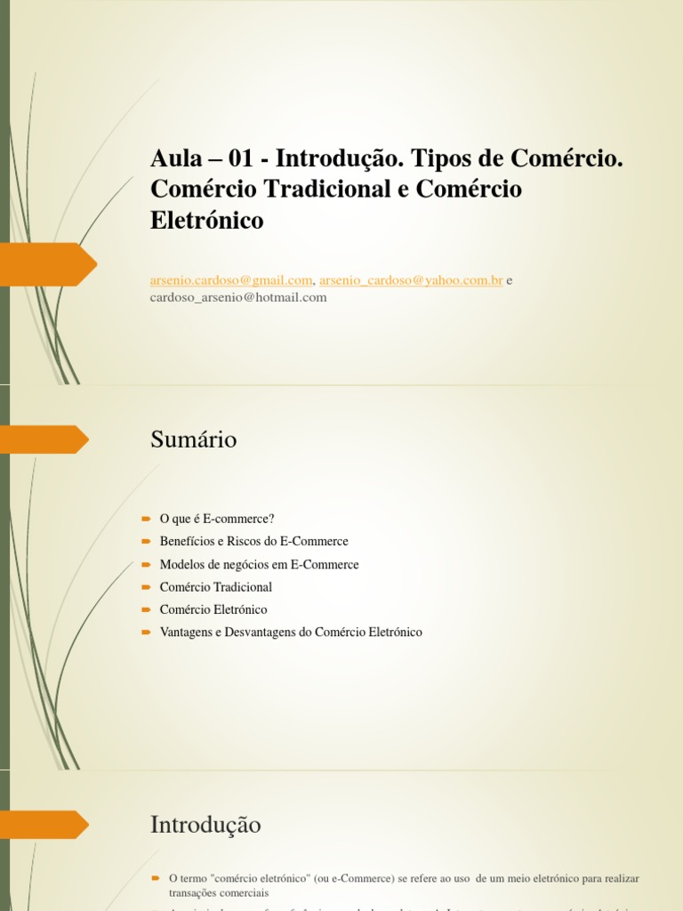 Aula - 01 - Introdução. Tipos de Comércio. Comércio Tradicional e ...