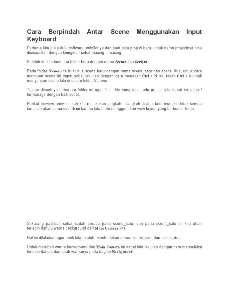 Cara Berpindah Antar Scene Menggunakan Input Keyboard Pdf Komputer