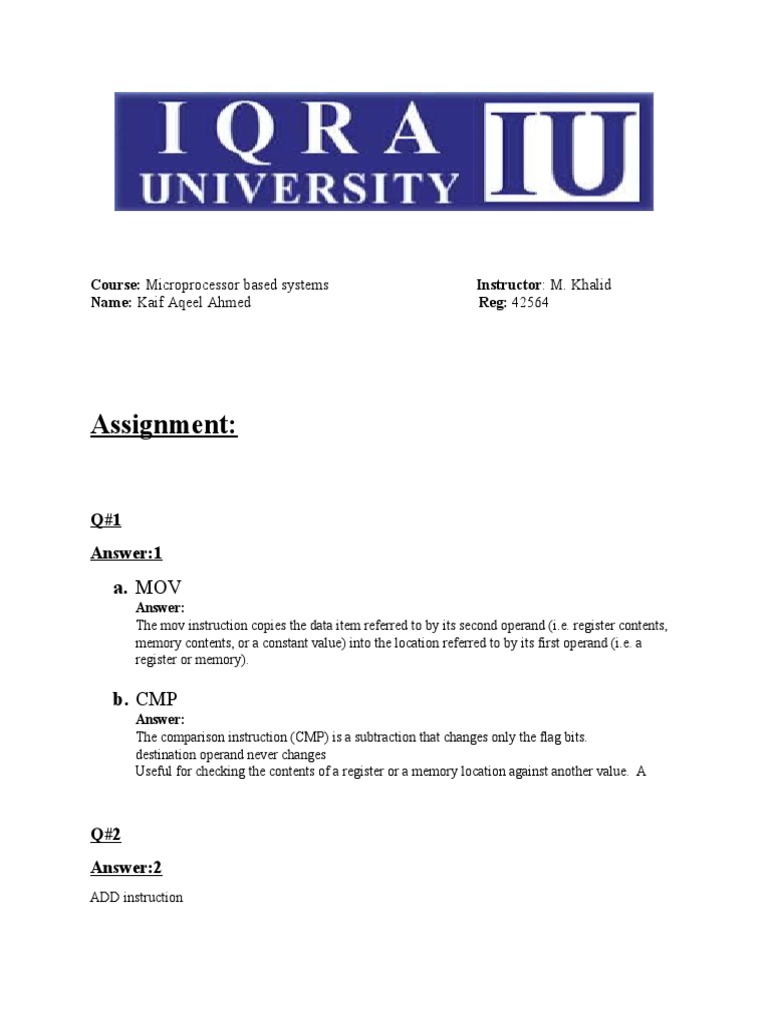Assignment No 02 | PDF | Computers