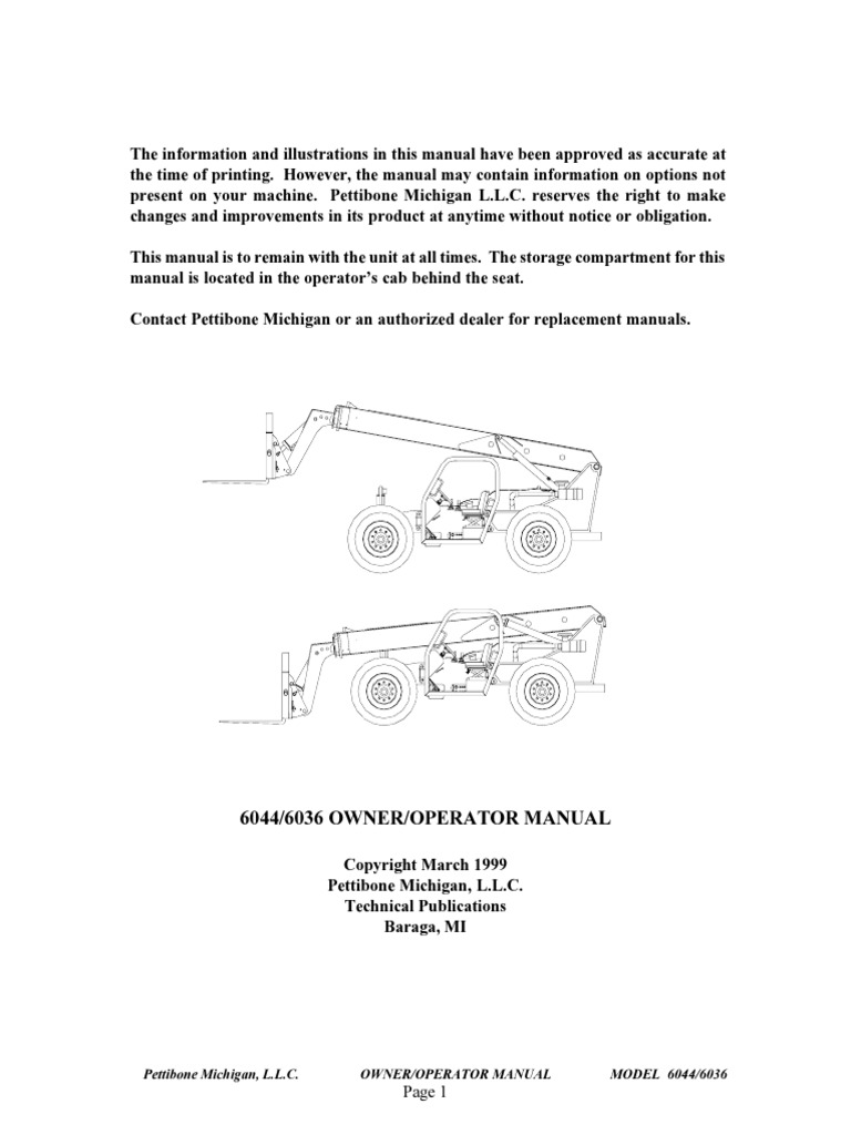 Pettibone 6044 Operators Manual | PDF | Transmission (Mechanics) | Forklift