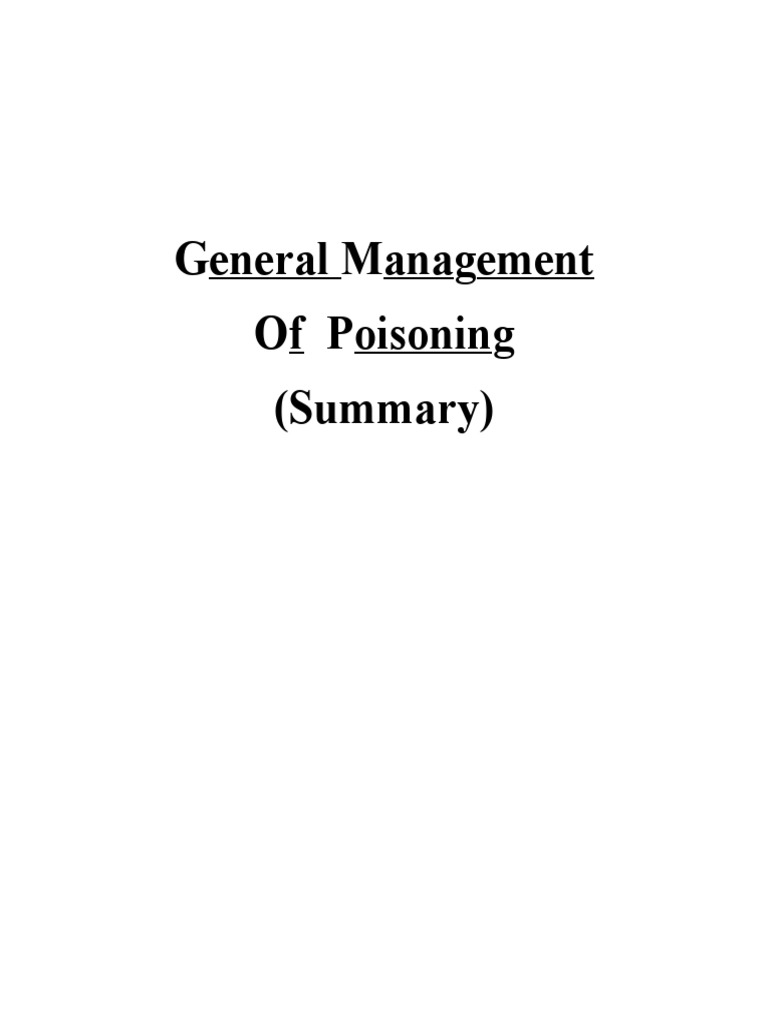 General Management of Poisoning | PDF | Coma | Hypothermia