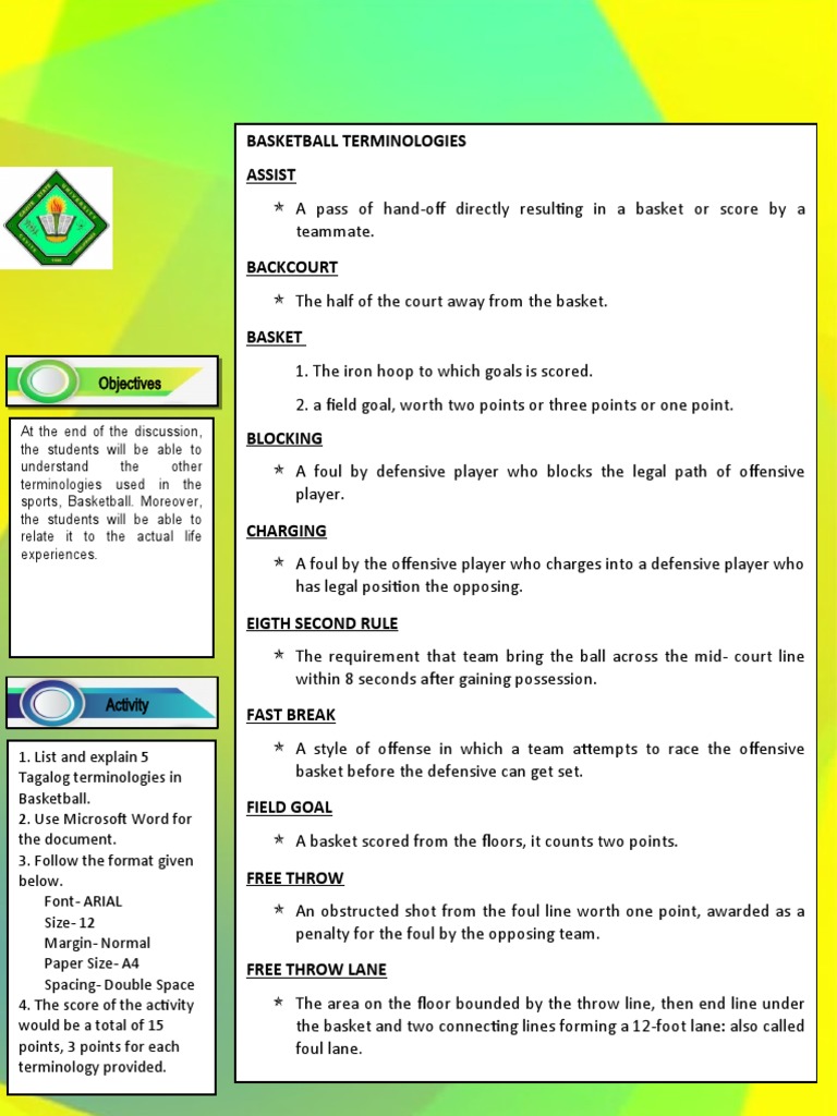Basketball Terminologies Assist | PDF | Ball Games | Competitive Games