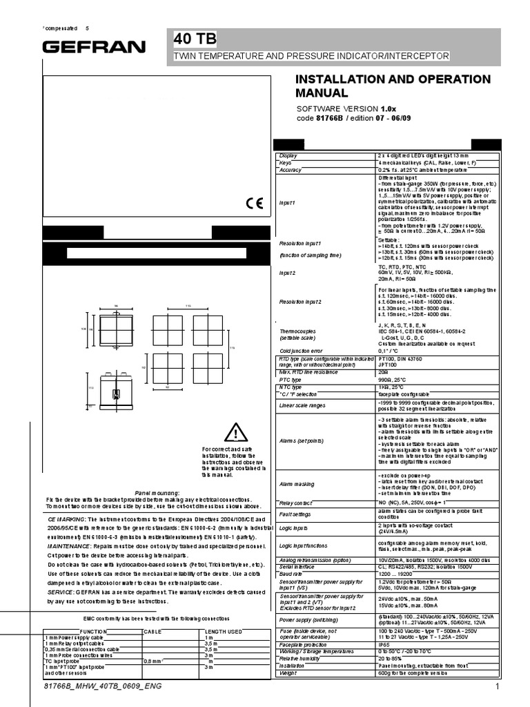 1 - Installation: Installation and Operation Manual | PDF | Parameter (Computer Programming ...