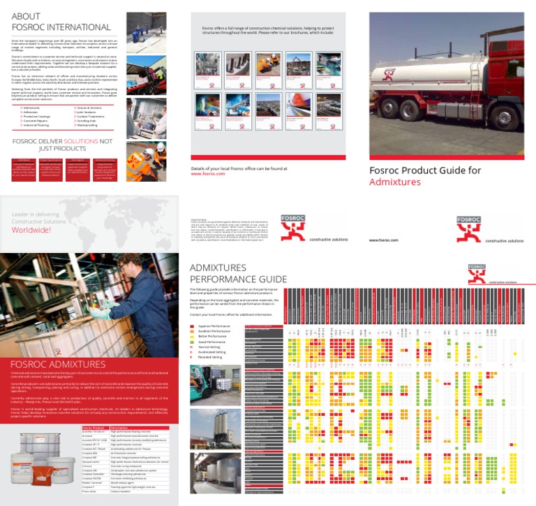 Fosroc Admixtures Product Guide | PDF | Concrete | Materials