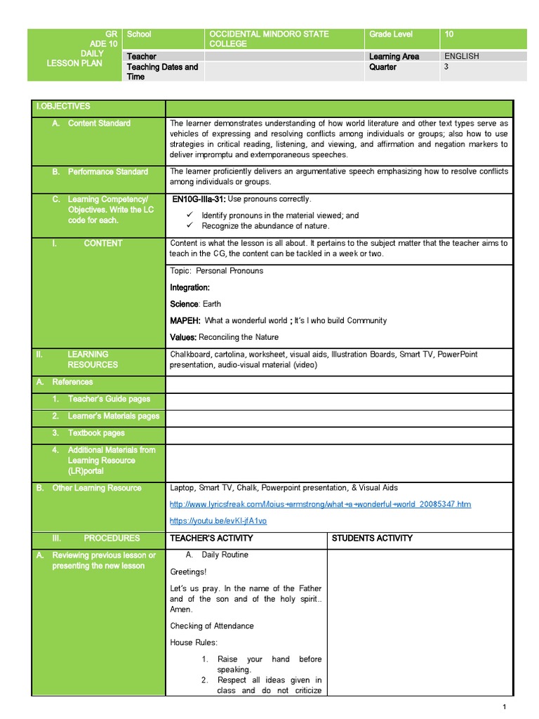 Lesson Exemplar | PDF | Learning | Word