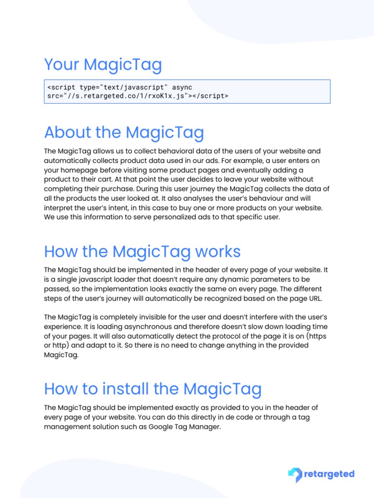 Retargeted MagicTag Installation | PDF