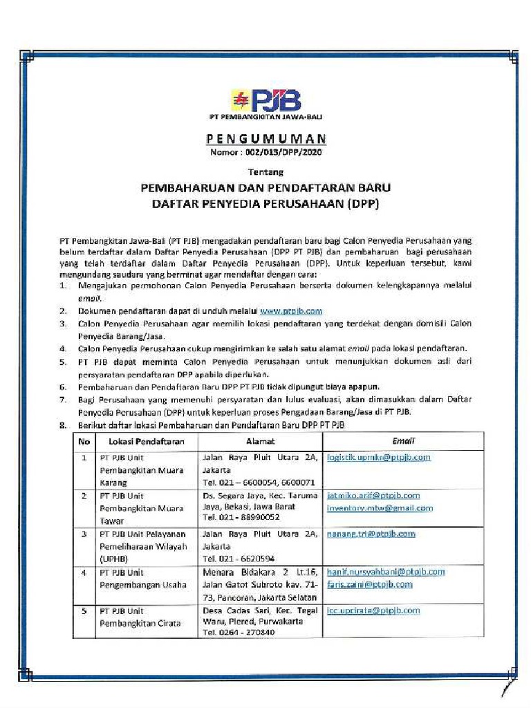 PengumumanDPP PJB | PDF