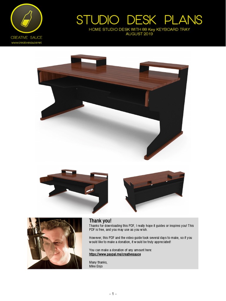 Studio Desk Plans: Home Studio Desk With 88 Key Keyboard Tray AUGUST ...