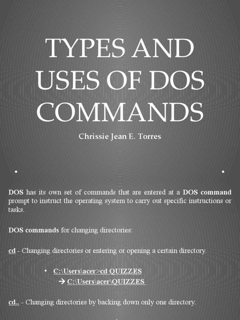 Types and Uses of Dos Commands | PDF | Art | Computers