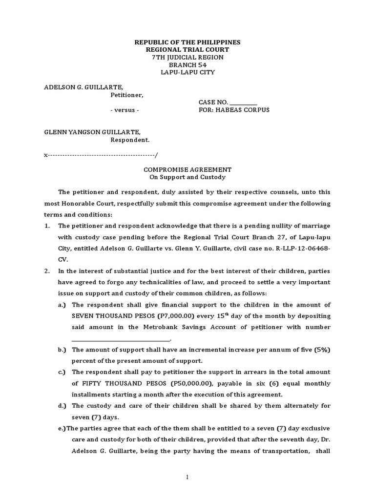 Republic of The Philippines Regional Trial Court | PDF | Child Custody ...
