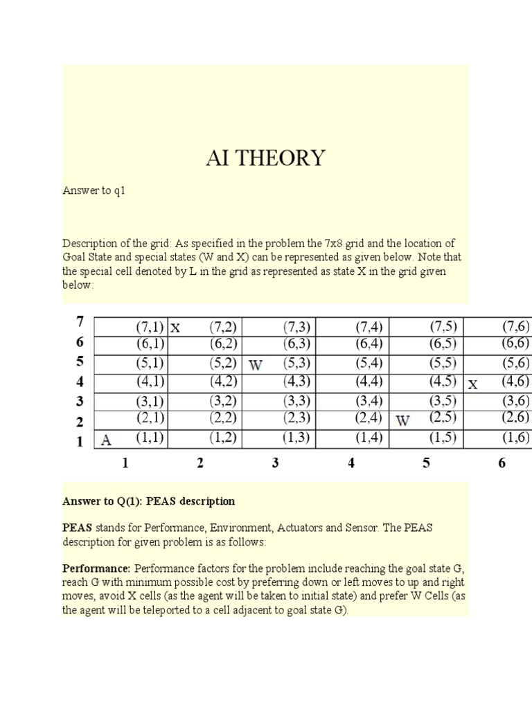 Ai Theory: Answer To Q (1) : PEAS Description PEAS Stands For ...