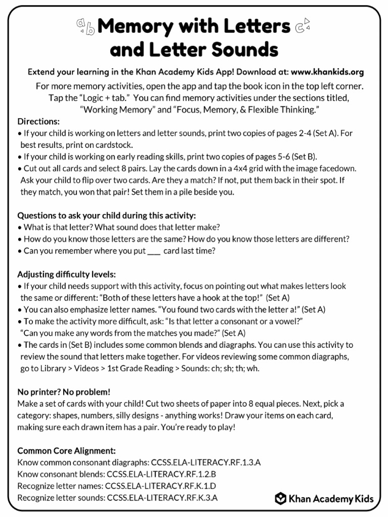 Literacy LetterMemory | PDF