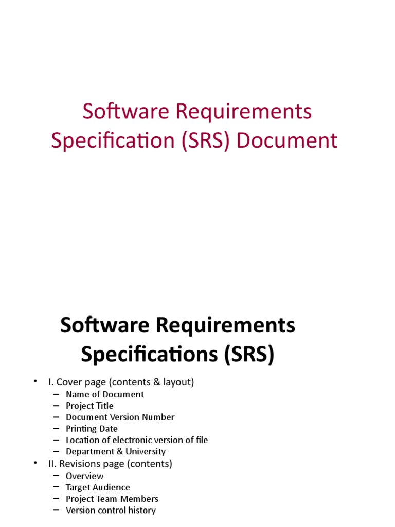 Software Requirements Specification (SRS) Document | PDF ...