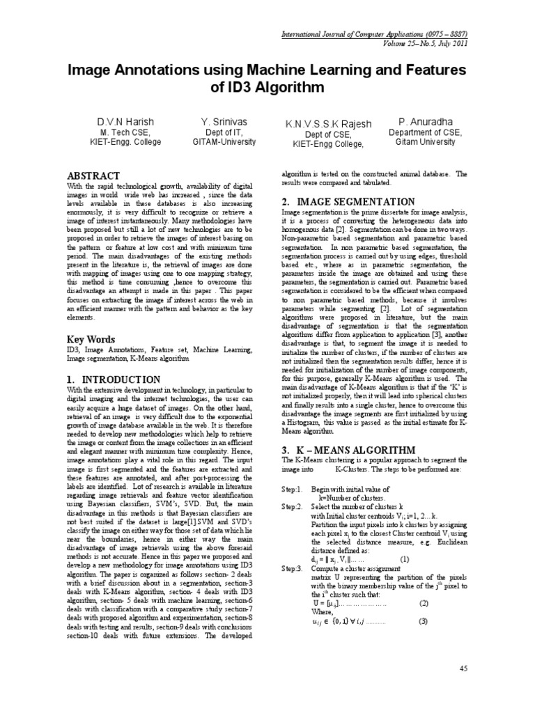 Image Annotations Using Machine Learning and Features | PDF | Image Segmentation | Support ...