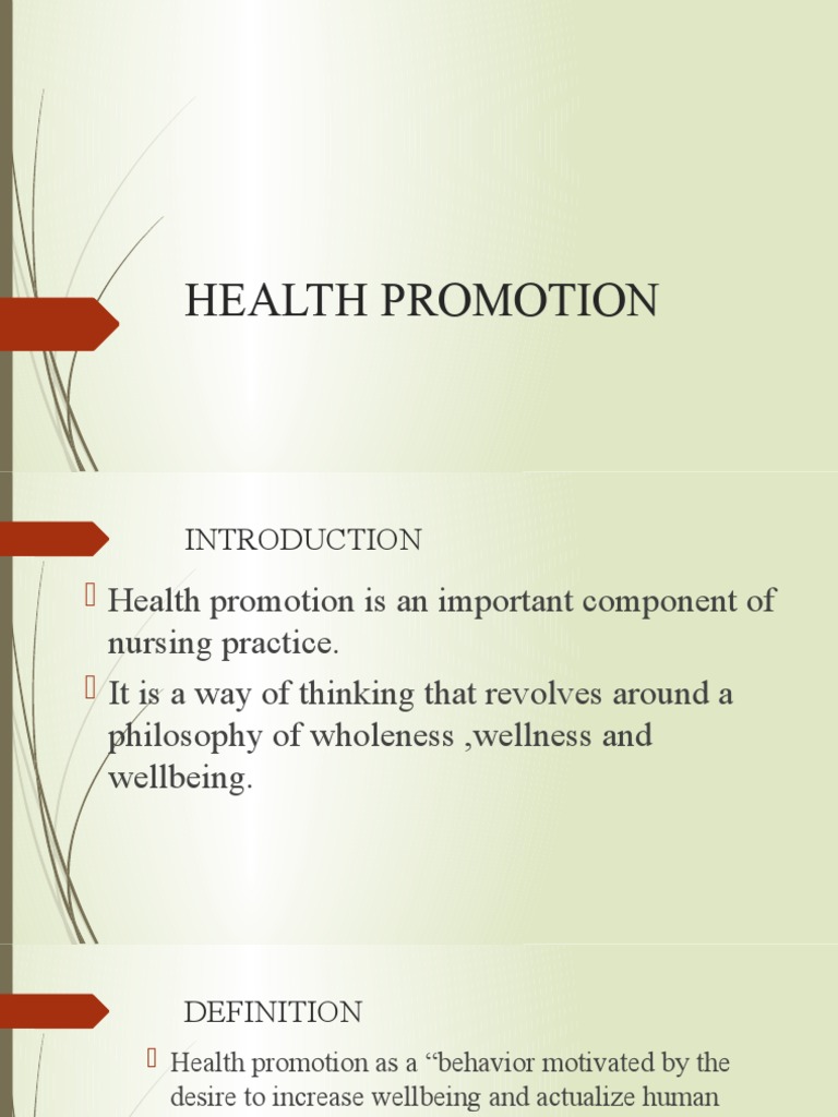 Nursing Role in Health Promotion | PDF | Health Promotion | Preventive ...
