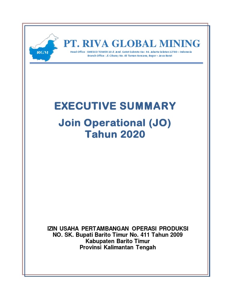 Exsecutive Summary Iup Op PT Rgm-2020 | PDF