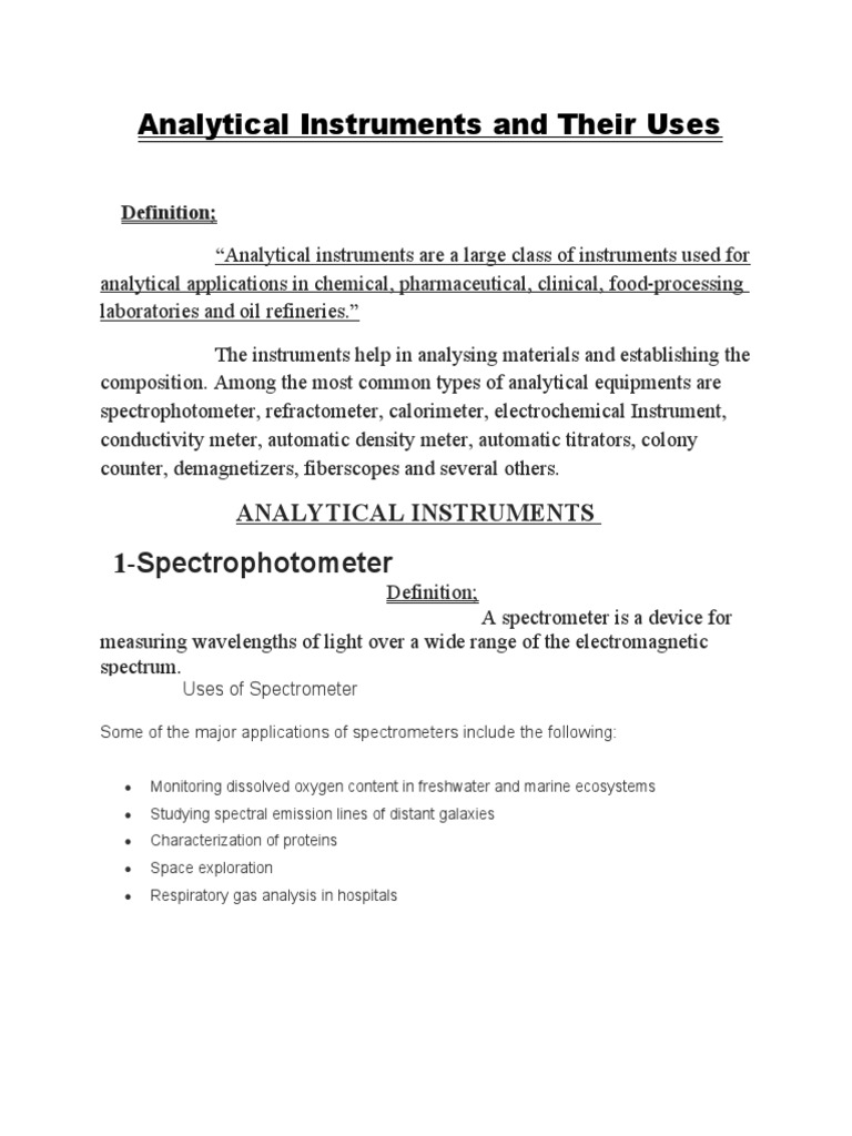 Overview of Analytical Instruments | PDF | Wellness | Science & Mathematics