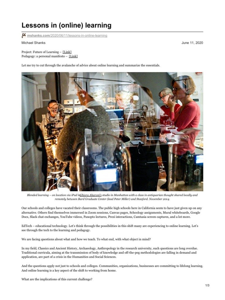 Lessons in Online Learning | PDF | Educational Technology | Distance ...