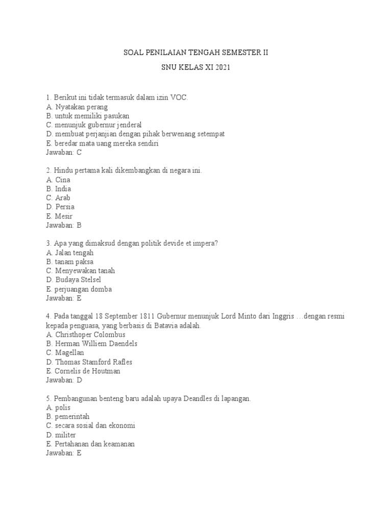 Uts Genap Snu Xi 2021 | PDF