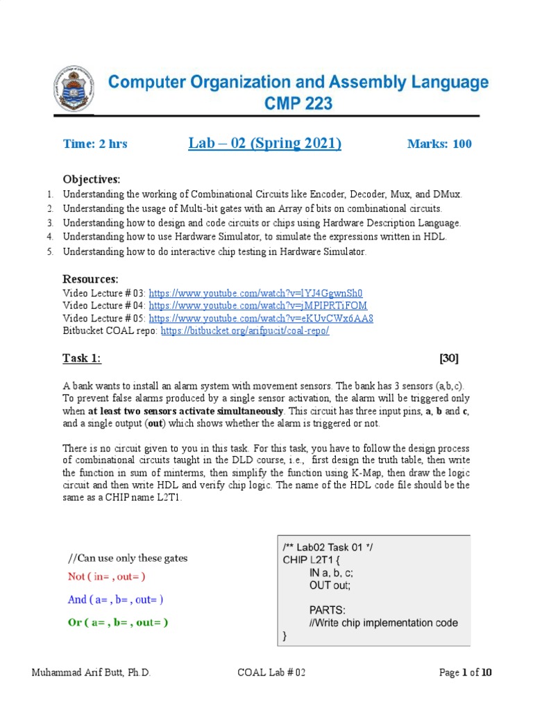 CMP223 COAL Lab 02 | PDF | Hardware Description Language | Directory ...